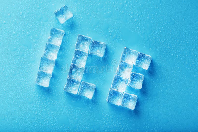 The Word ICE is a Pattern of Ice Cubes on a Blue Background. Stock ...
