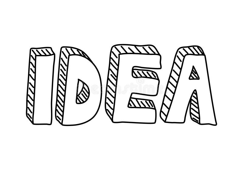 Word Idea Hand Drawn Lettering. Vector Illustration Stock Vector ...