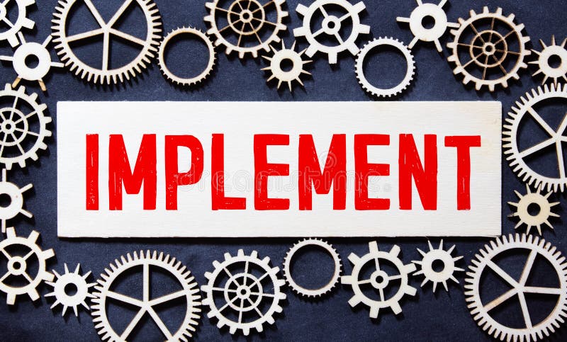 Word Implement on Wooden Block, Business Concept Stock Image - Image of ...