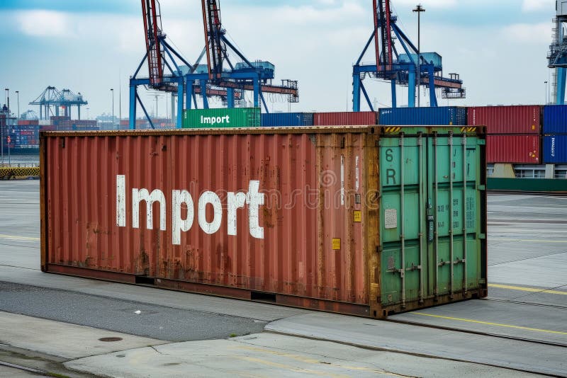 The Word Import on the Side of a Global Shipping Container. Business ...