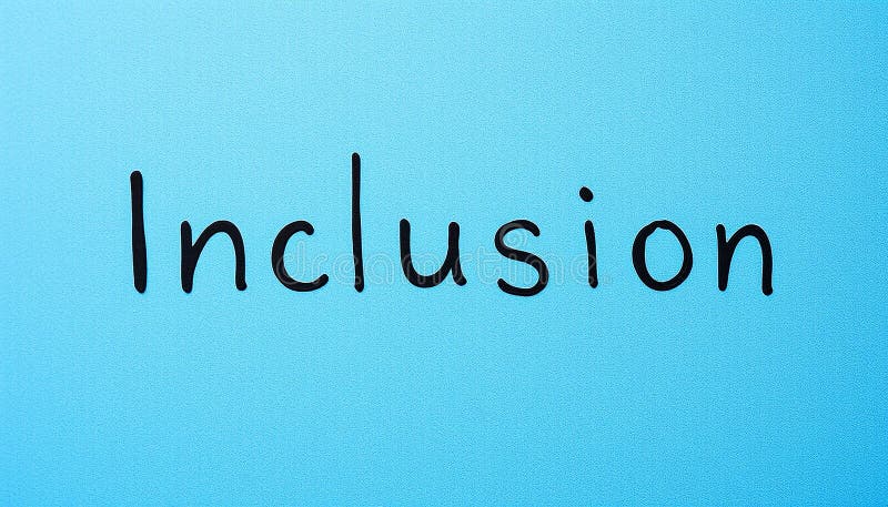 The Word "Inclusion" is Written in Black Font on a Blue Background. the ...