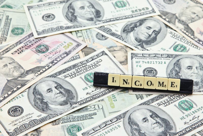 Word Income on Pile of US Dollar Banknotes Stock Image - Image of ...