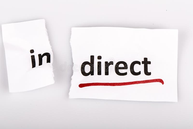 The Word Indirect Changed To Direct on Torn Paper Stock Photo - Image ...