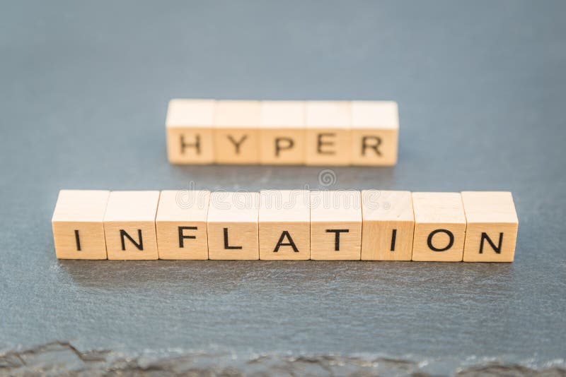 The Word Inflation and Hyper in the Background Text Written on a Slate ...