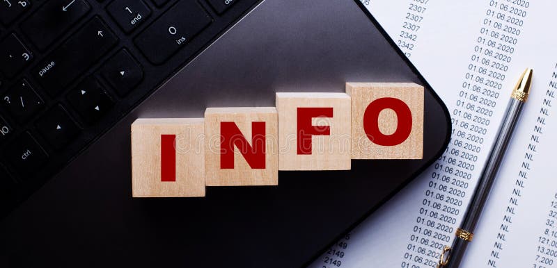 The Word INFO is Written on Wooden Cubes on the Keyboard Next To the ...