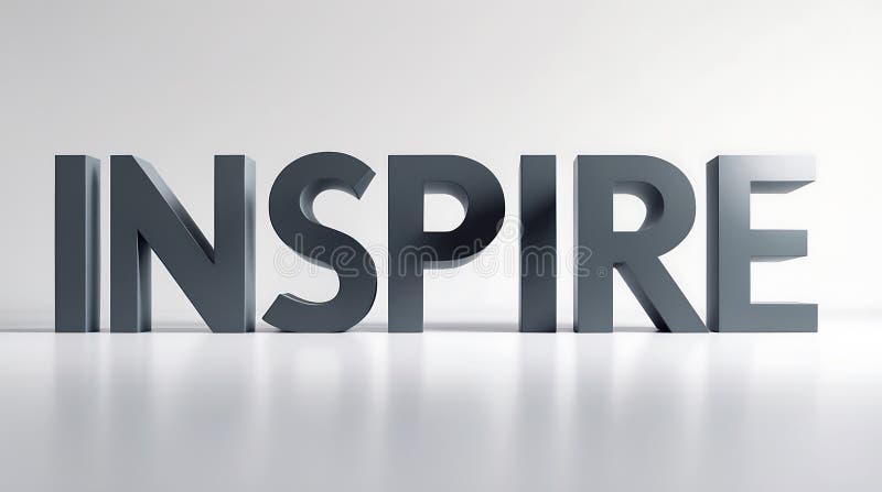 Bold Typographic Representation of the Word Inspire on a Simple Surface ...