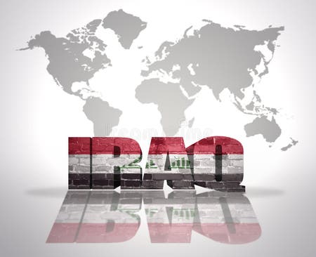 Word Iraq on a World Map Background Stock Illustration - Illustration ...