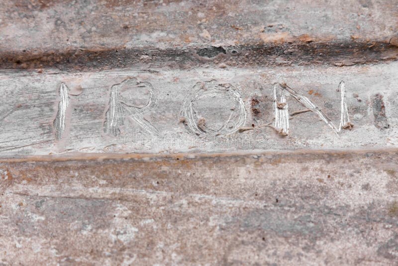Word Iron is Scratched on the Rusty Iron. Stock Image - Image of detail ...