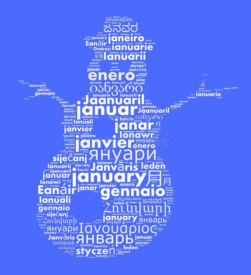 Word January in Different Languages Stock Illustration - Illustration ...