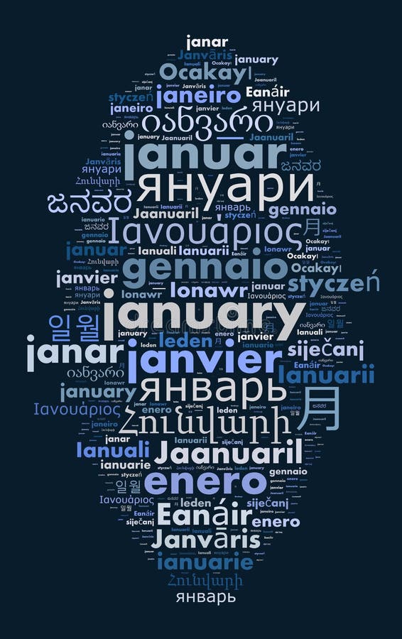 Word January in Different Languages Stock Illustration - Illustration ...