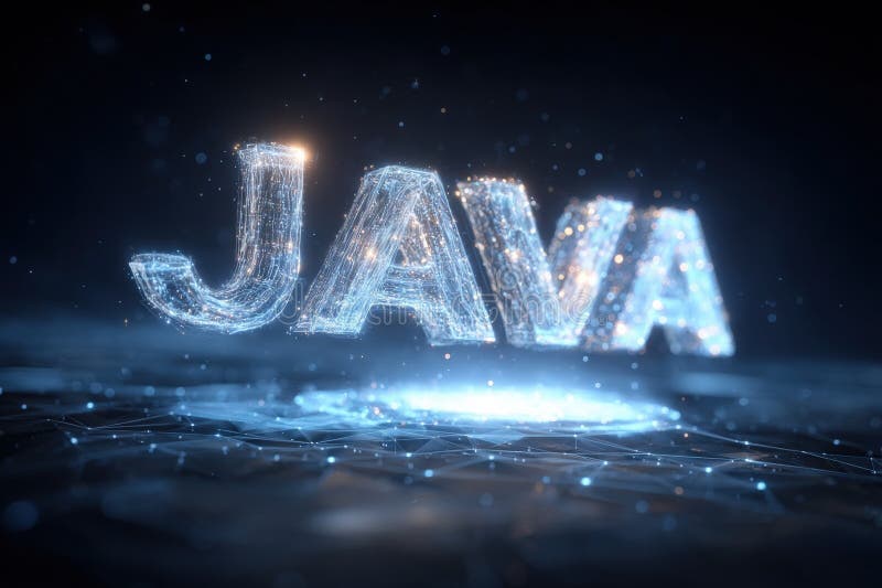 Digital Art Showcasing the Word Java Illuminated in a Futuristic Style ...