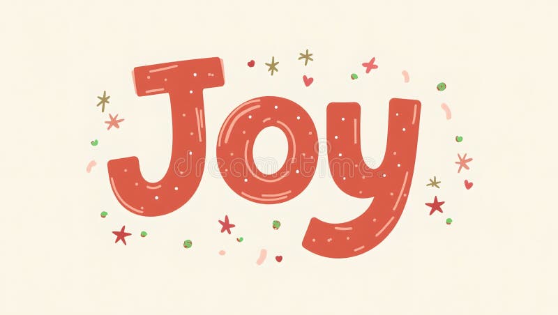 Word Joy in Bubbly Font with Sparkles Confetti Doodles Stock ...