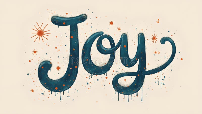 Word Joy in Bubbly Font with Sparkles Confetti Doodles Stock ...