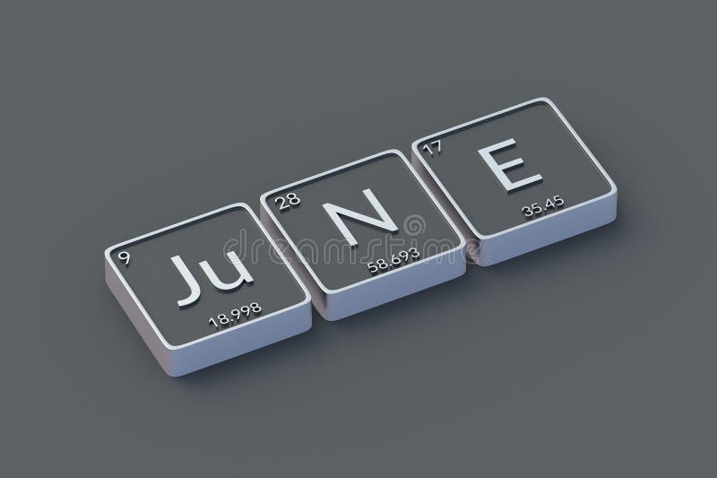 Word June in Periodic Table of Elements Style on Metallic Buttons Stock ...