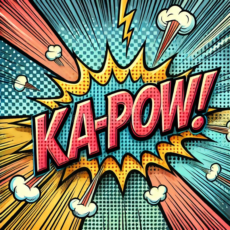He Word "Ka-pow!" Written in Bold Comic Letters, with Speech Bubbles ...