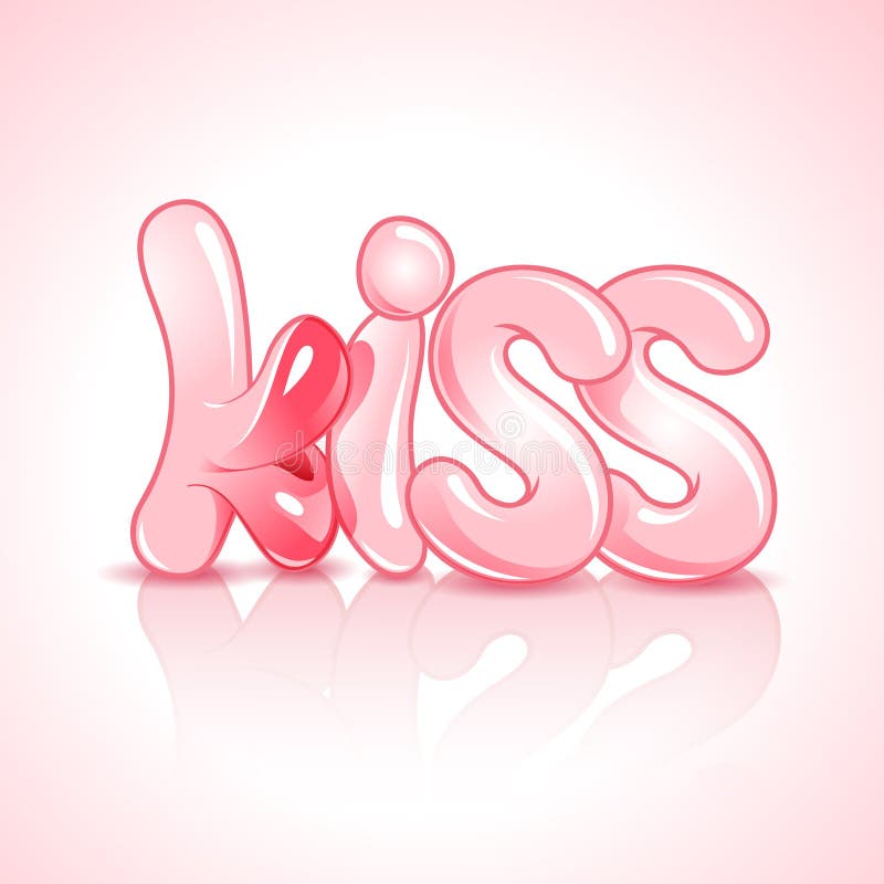 The Word Kiss with Lush Lips Stock Vector - Illustration of letters ...