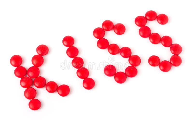 Word Kiss from Red Sweets Isolated on White Stock Image - Image of ...