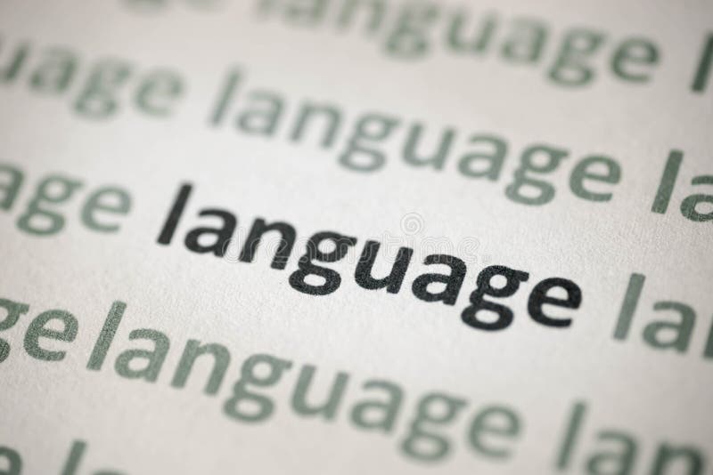 Word Language Printed on Paper Macro Stock Image - Image of paper ...