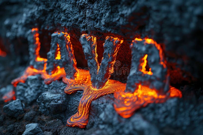 Word Lava is Made of Lava in Volcano. Generative AI Stock Illustration ...