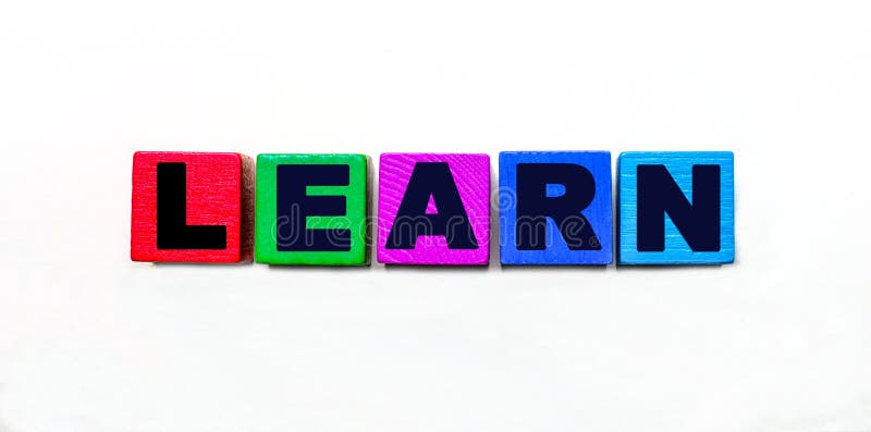 The Word LEARN is Written on Colorful Cubes on a Light Background Stock ...