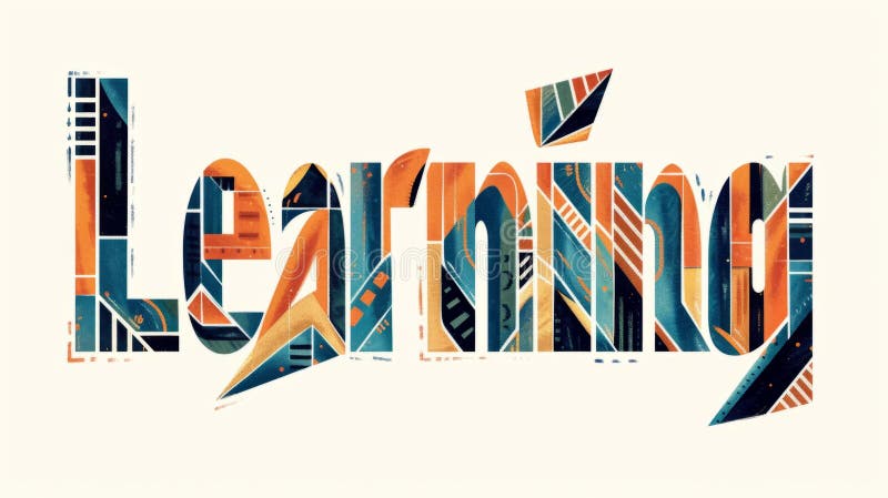 The Word Learning Isolated on White Background Made in Art Deco ...