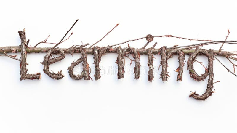 The Word Learning Isolated on White Background Made in Birch Twig ...