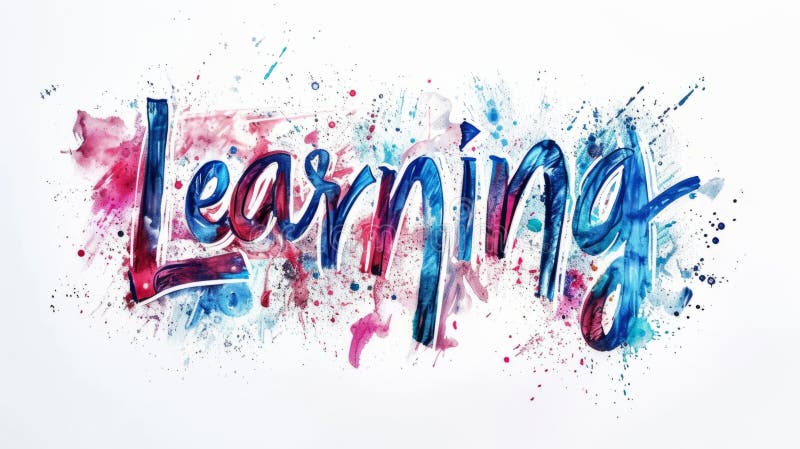 The Word Learning Isolated on White Background Made in Brush ...