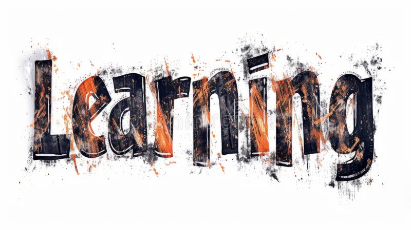 The Word Learning Isolated on White Background Made in Brush ...