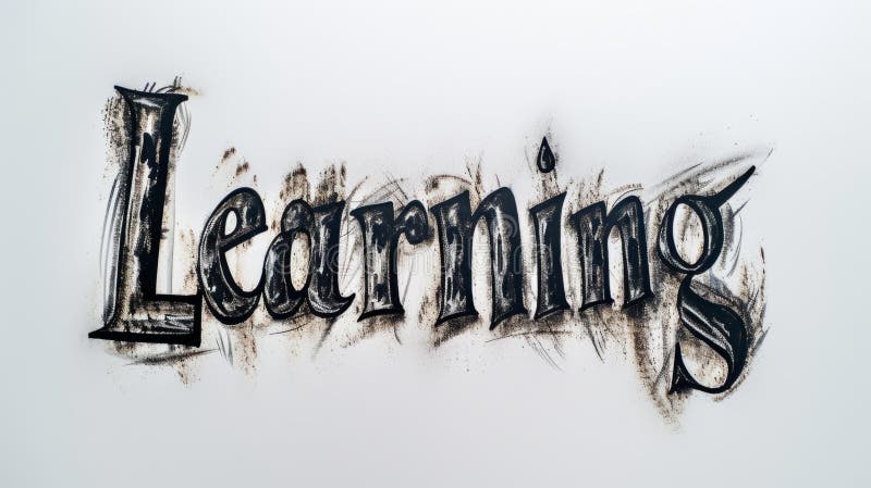 The Word Learning Isolated on White Background Made in Copperplate ...