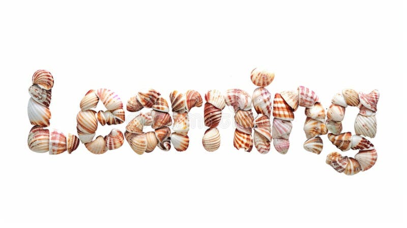 The Word Learning Isolated on White Background Made in Cowrie Shell ...