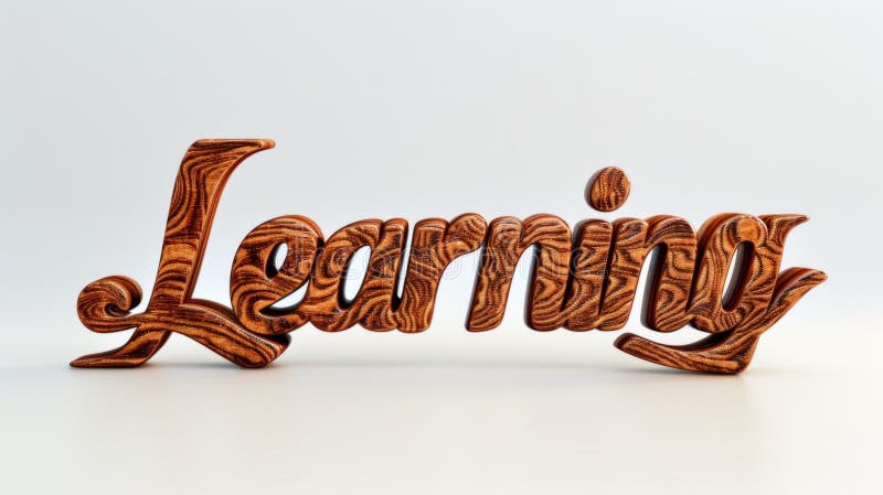 The Word Learning Isolated on White Background Made in 3D Calligraphy ...