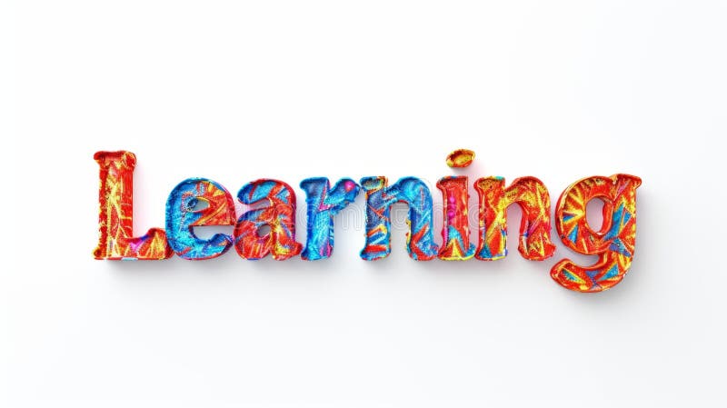 The Word Learning Isolated on White Background Made in 3D Typography ...