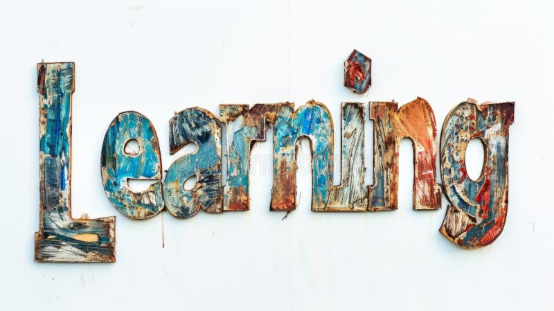 The Word Learning Isolated on White Background Made in Decoupage Style ...