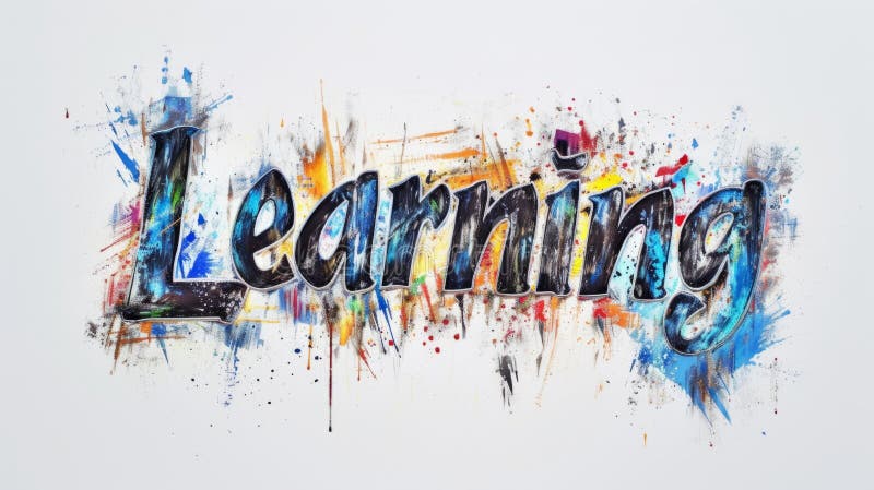 The Word Learning Isolated on White Background Made in Digital Collage ...