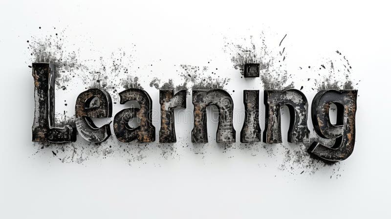 The Word Learning Isolated on White Background Made in Embossed ...