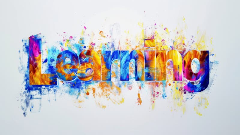 The Word Learning Isolated on White Background Made in Impressionism ...