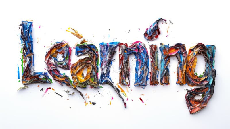 The Word Learning Isolated on White Background Made in Mixed Media ...