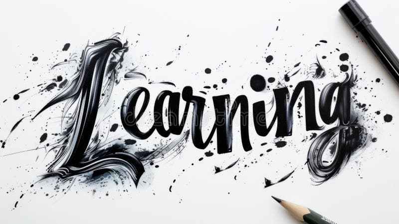 The Word Learning Isolated on White Background Made in Modern ...