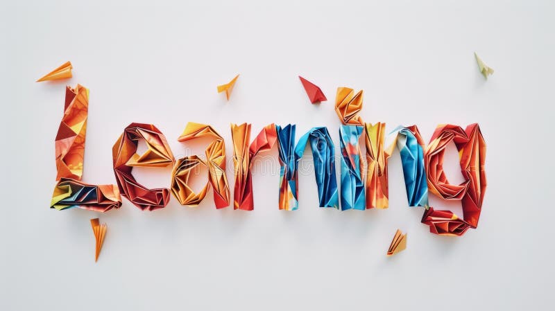 The Word Learning Isolated on White Background Made in Origami ...