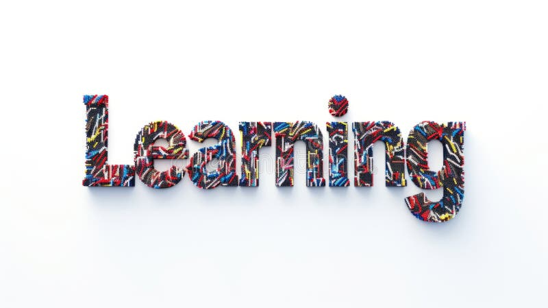 The Word Learning Isolated on White Background Made in Pixel Typography ...