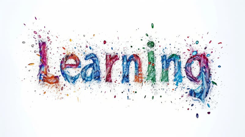 The Word Learning Isolated on White Background Made in Pointillism ...