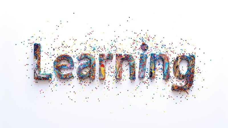 The Word Learning Isolated on White Background Made in Pointillism ...