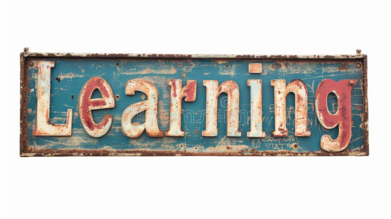 The Word Learning Isolated on White Background Made in Vintage ...