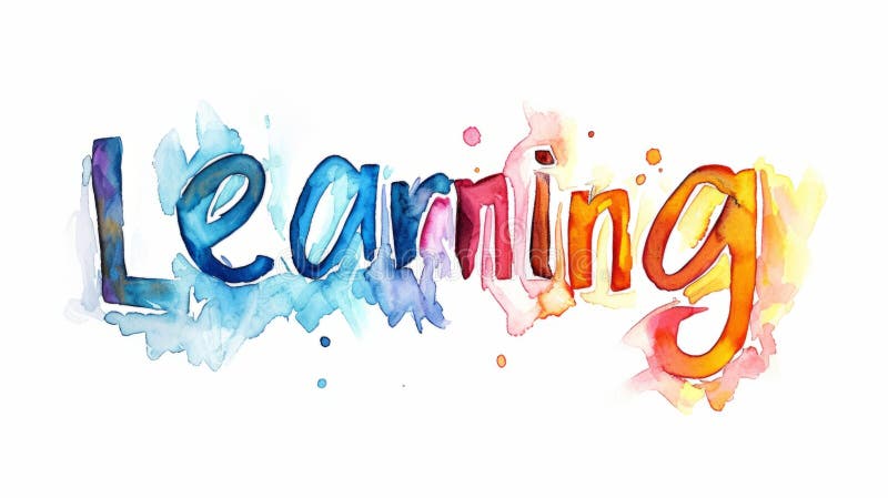 The Word Learning Isolated on White Background Made in Watercolor ...
