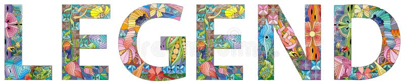Word LEGEND. Vector Decorative Zentangle Object for Decoration Stock ...