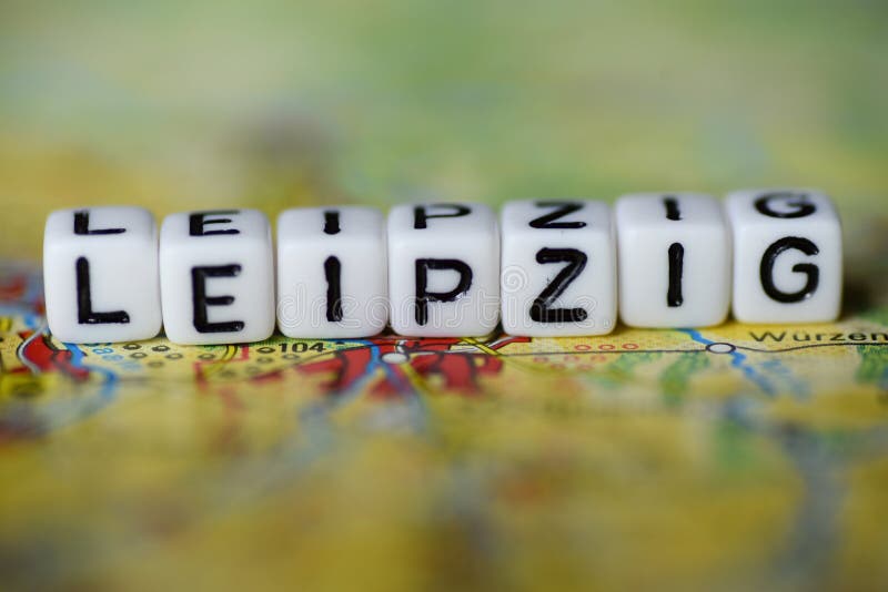 Word LEIPZIG Formed by Alphabet Blocks on Atlas Map Stock Photo - Image ...