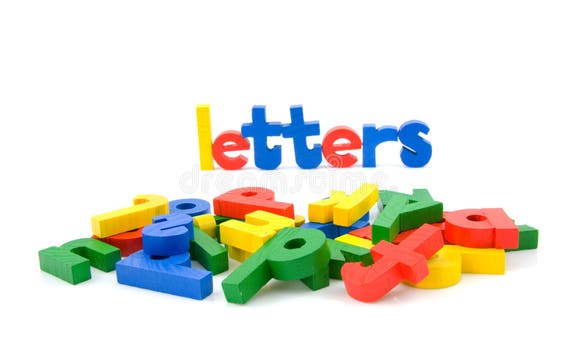 The Word Letters and Lots of Colored Letters Stock Photo - Image of ...