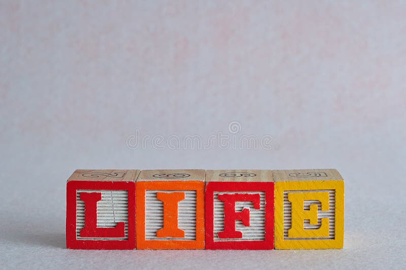 The Word Life Spelled with Colorful Blocks Isolated Stock Photo - Image ...