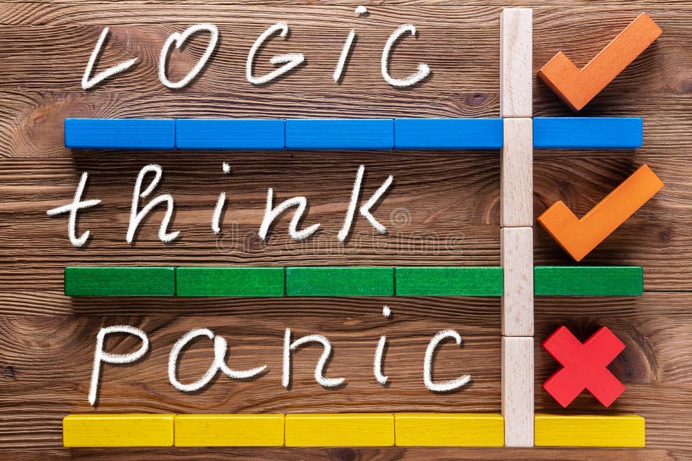 Word Logic, Think, Panic. the Choice of Rational Behavior Stock Photo ...