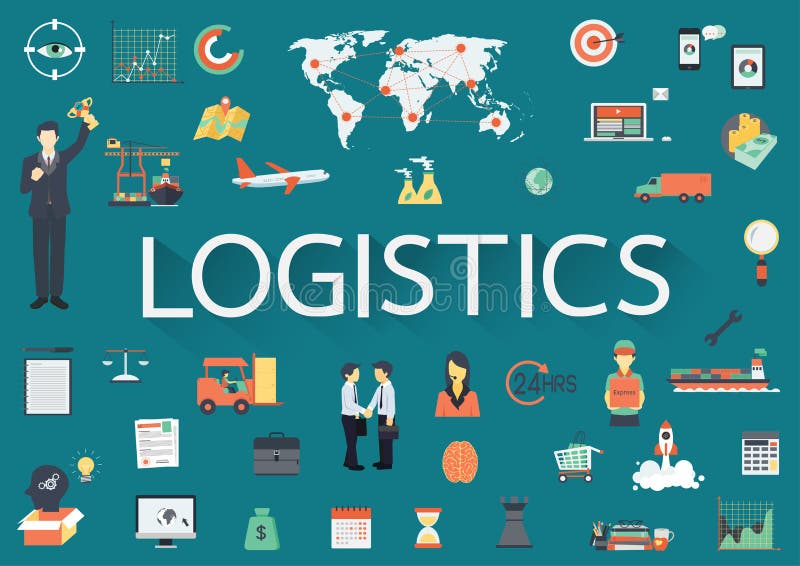 Word LOGISTICS with Big Set of Involved Flat Icons Around. Stock Vector ...